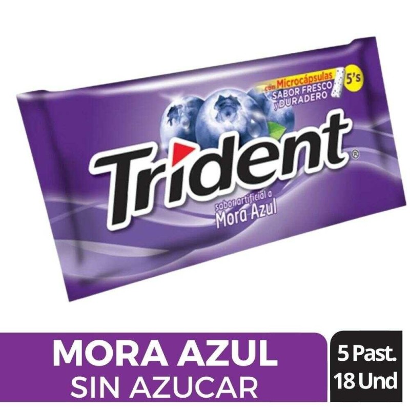 CHICLE TRIDENT MORA AZUL X 5 X 18 UND CJ X 30 UND