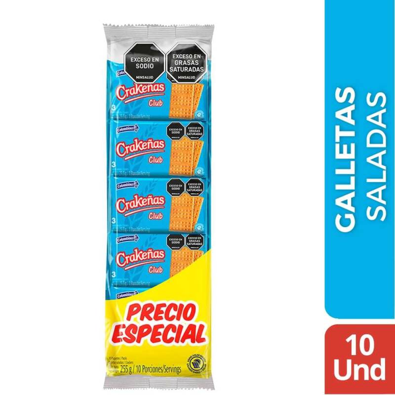 GALLETAS CRAKEÑAS CLUB INDIVIDUAL X 10 UND CJ X 24 UND